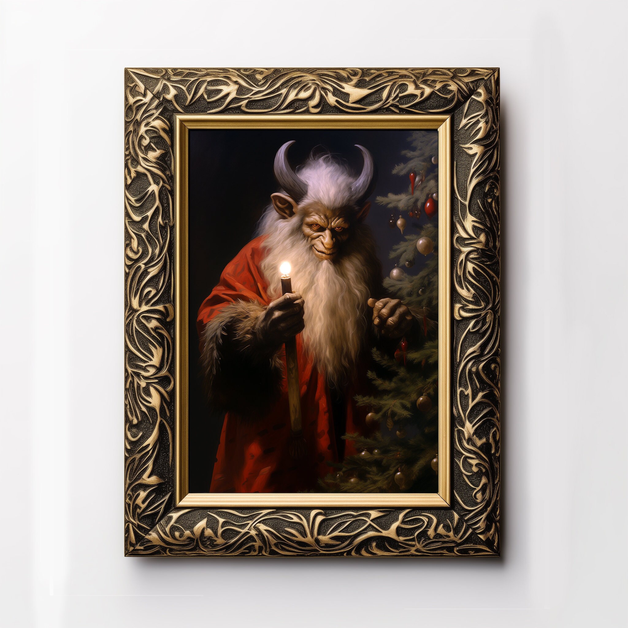 Krampus Christmas Tree Art Print, Krampus Poster, Horror Decor, Dark ...