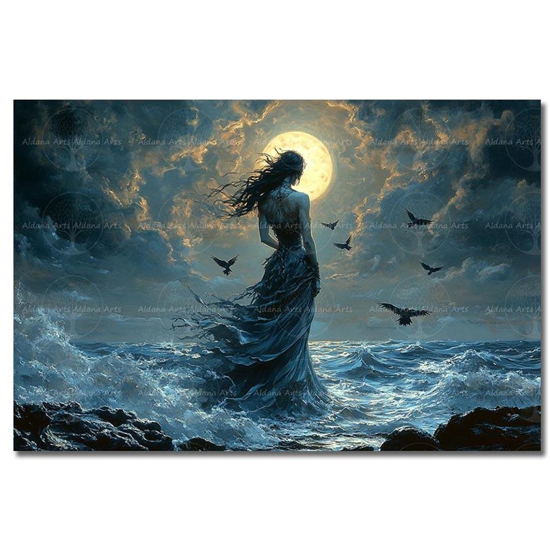 Mystical Morrigan Art Print - Celtic Goddess Picture, Spooky Wall Decor ...