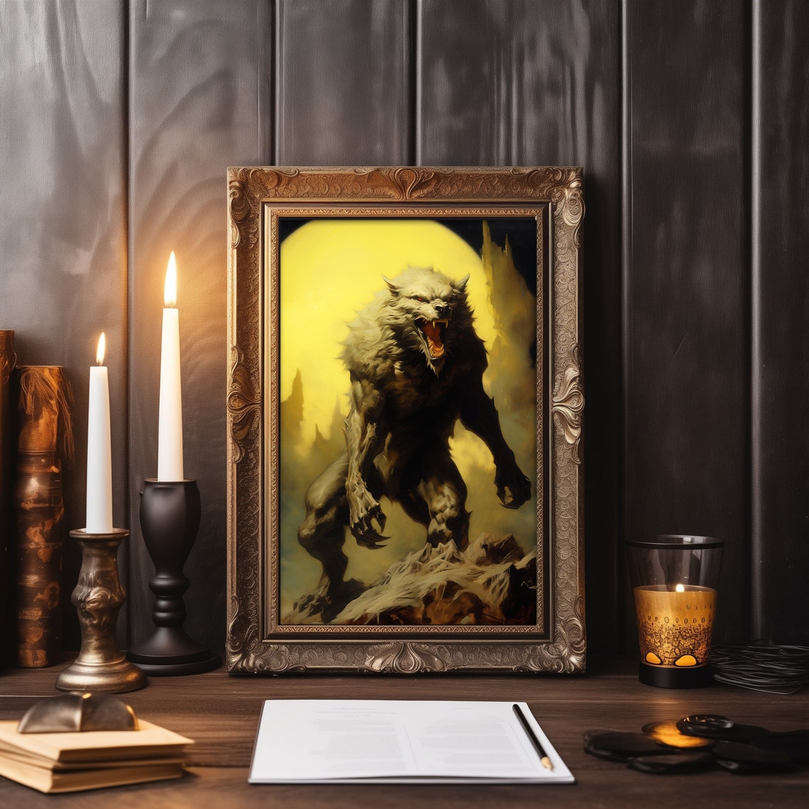 Lycan Werewolf Art Print Wolf Poster Art, Gothic Home Decor, Dark ...