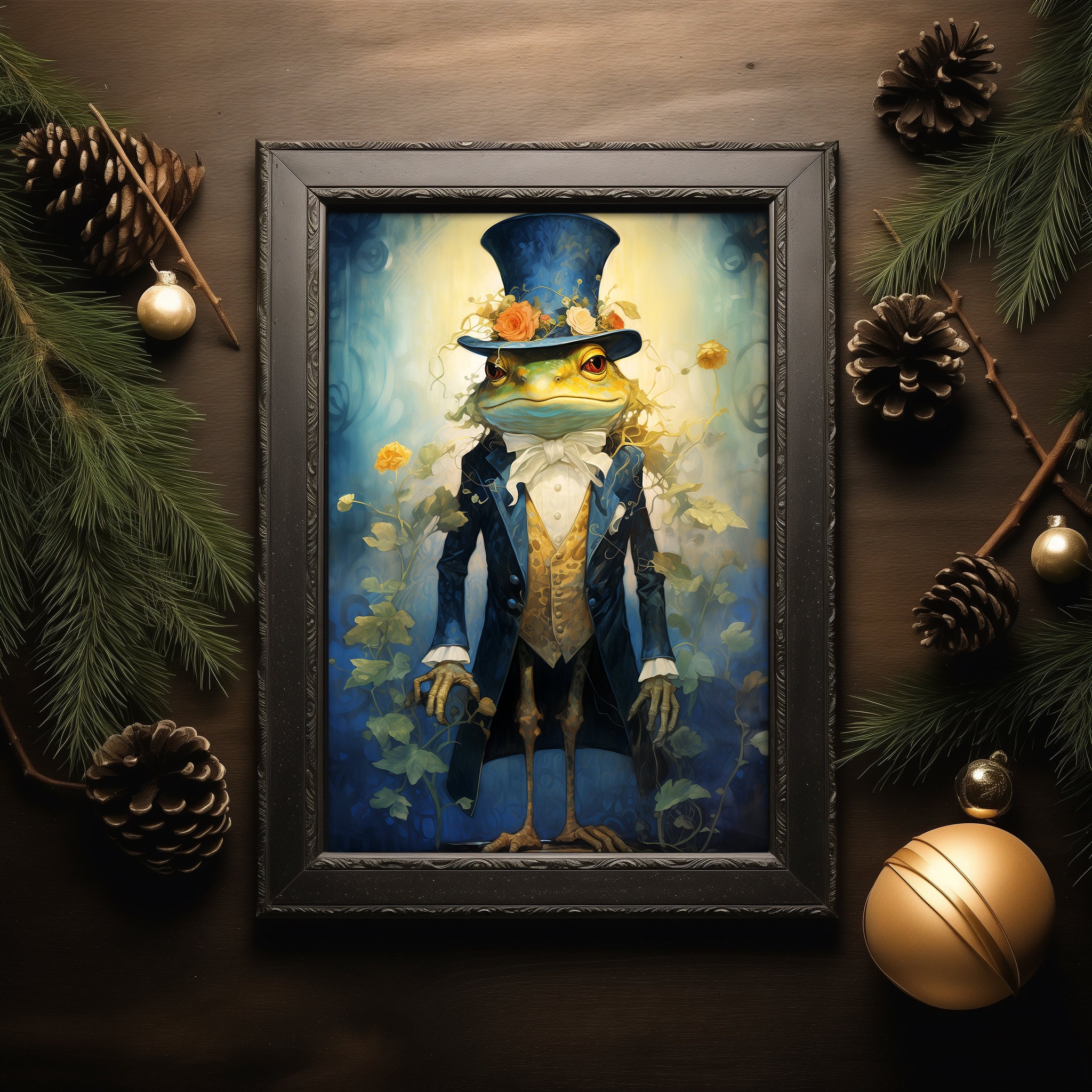 Fancy Frog Art Print, Fantasy Poster, Whimsical Frog Painting, Surreal ...