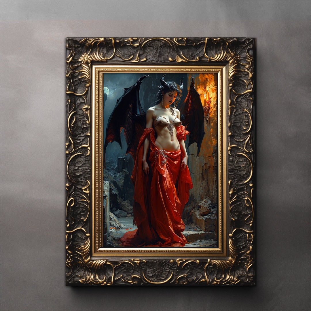 Succubus Lilith Art Print Dark Academia Poster, Underworld Goddess Wall Decor, Demon Queen ...