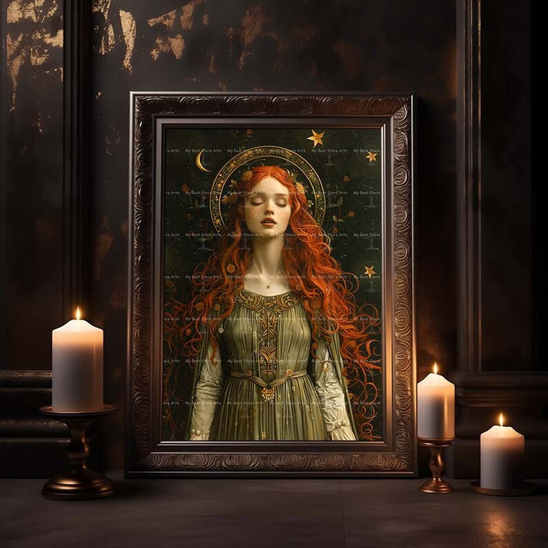 Brigid Goddess Art Print - Folklore Wall Decor, Celtic Pagan Poster ...