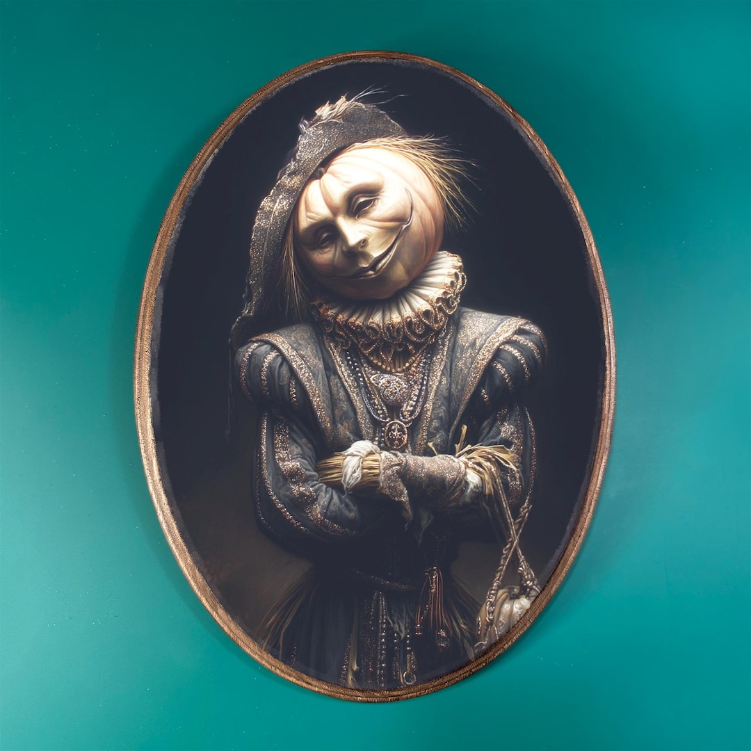 Pumpkin Jester Wooden Decor- Spooky Witchy Fantasy, Vintage Style Wood ...