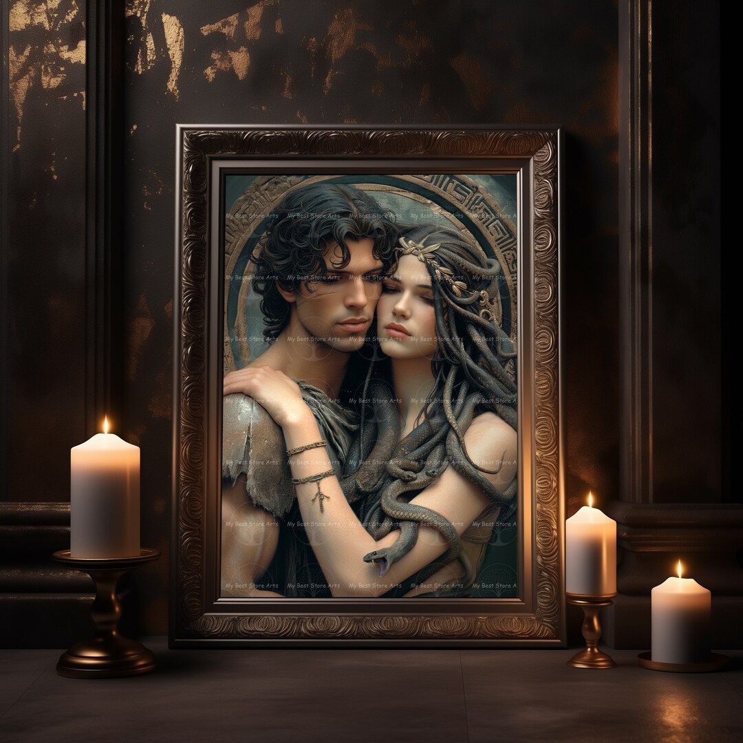 Medusa and Perseus Art Print - Dark Academia Poster, Gothic Love Wall ...