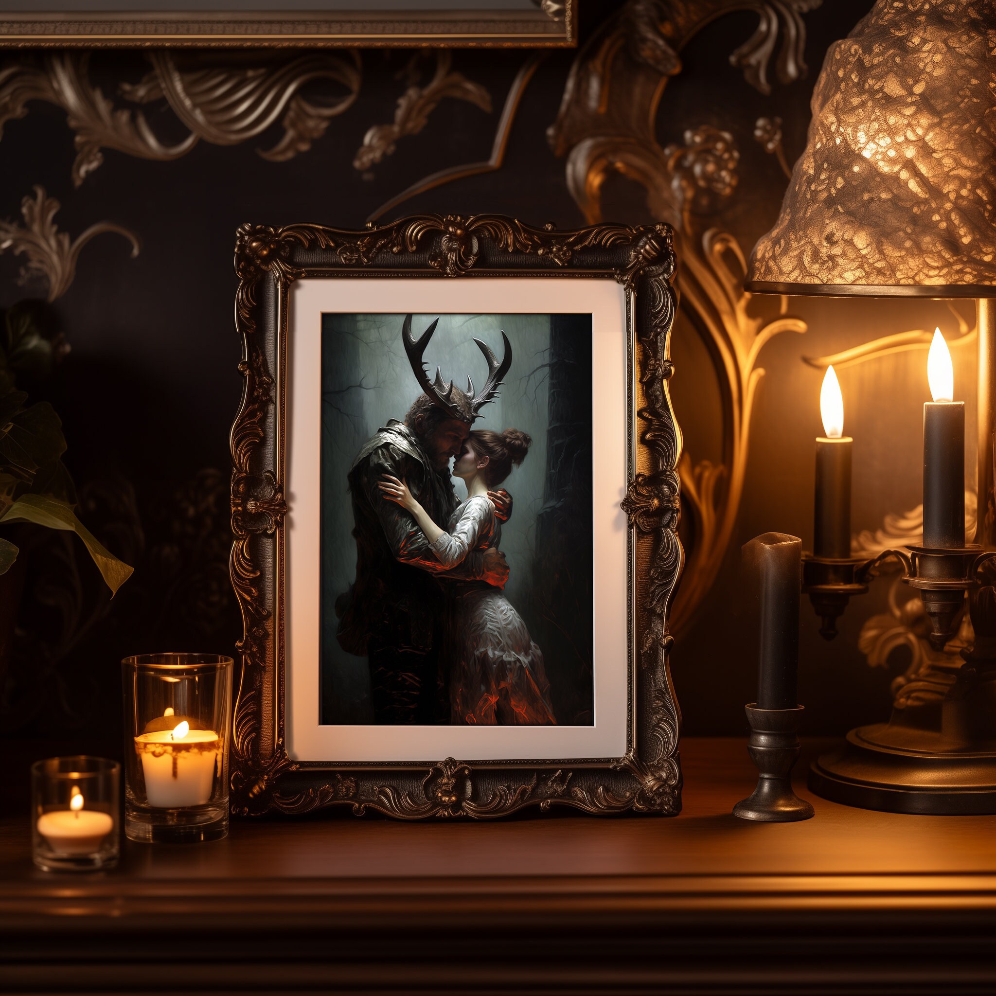 Satyr and Woman, Greek God Pan, Forest Faun and Nymph, Victorian Gothic ...