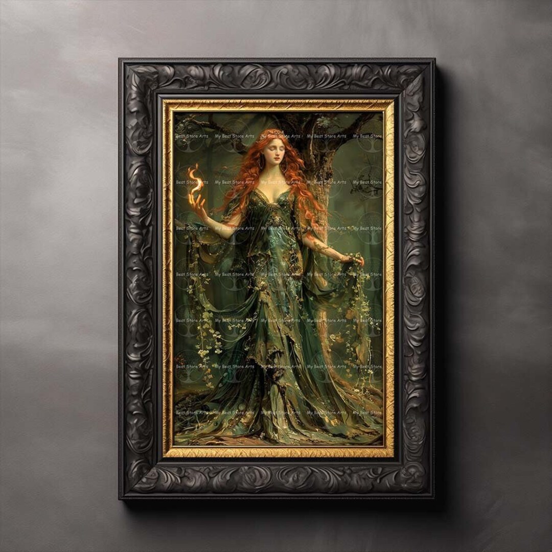 Brigid Goddess Art Print - Folklore Wall Decor, Celtic Pagan Poster ...