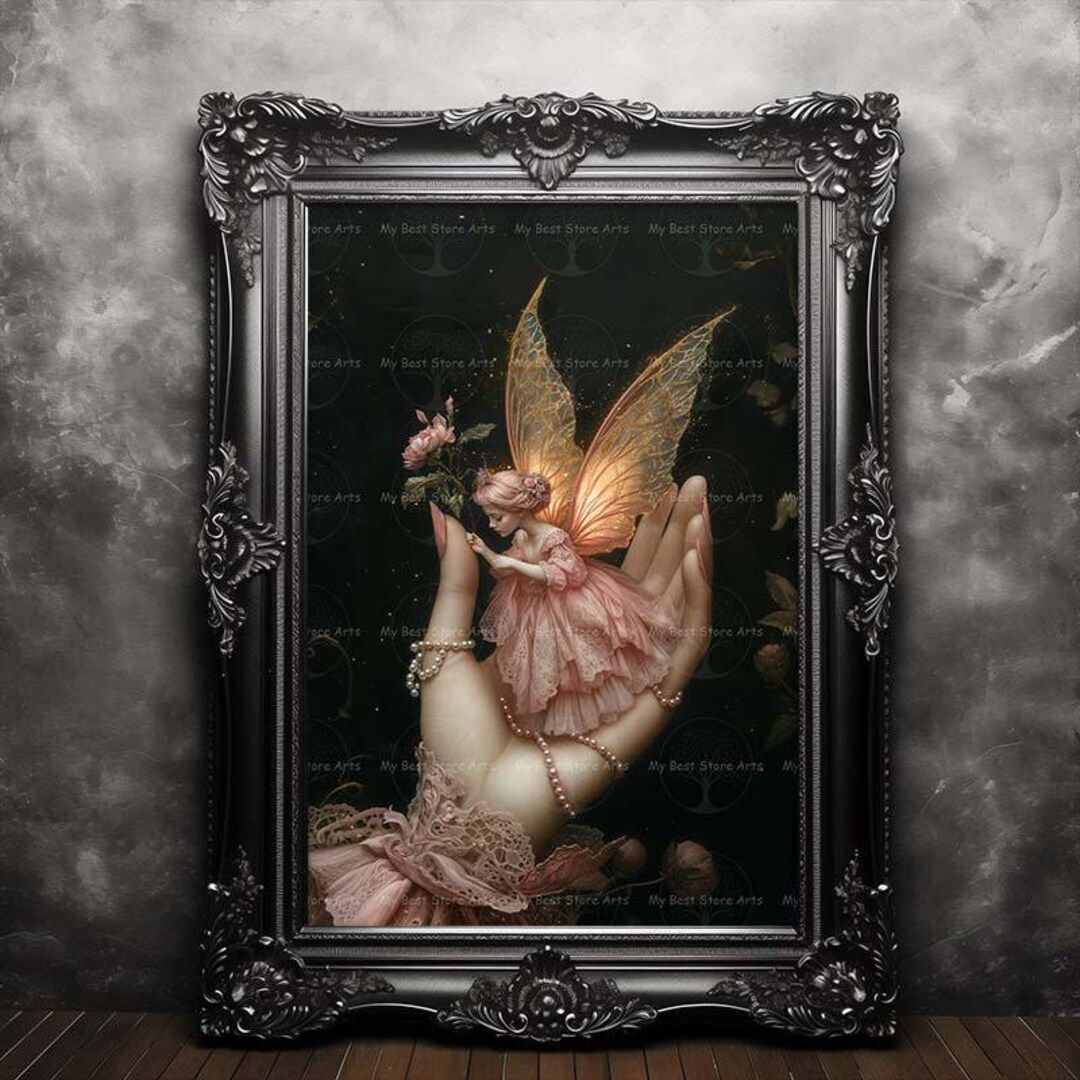 Holding Pink Fairy Art Print - Fantasy Victorian Hand Picture, Cute Moody Poster, Whimsical Wall ...