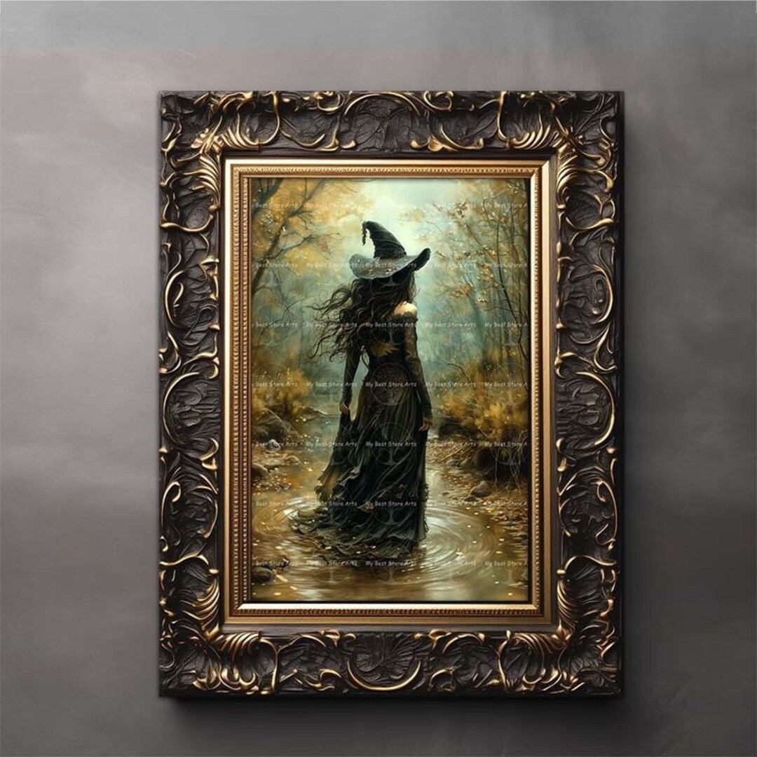 River Witch Fine Art Print Cottagecore Fantasy Wall Decor, Moody Gothic ...