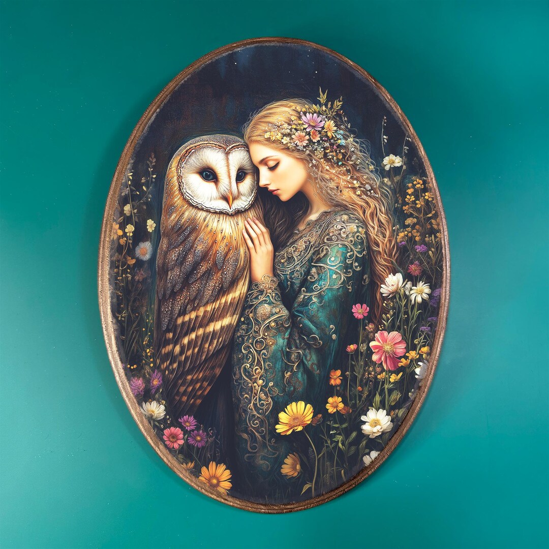 Blodeuwedd Wooden Decor- Celtic Deity Vintage Style Wood Plaque, Welsh ...