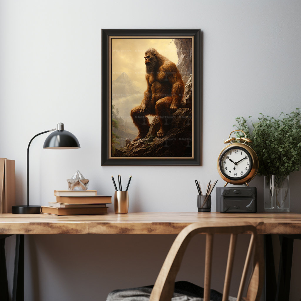 Bigfoot Art Print Legendary Creature, Beast Poster, Cave Decor ...