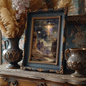 Celestial Ufos Fine Art Print - Gothic Cosmos, Moody Poster, Wild West, Western Wall Decor, Sci ...