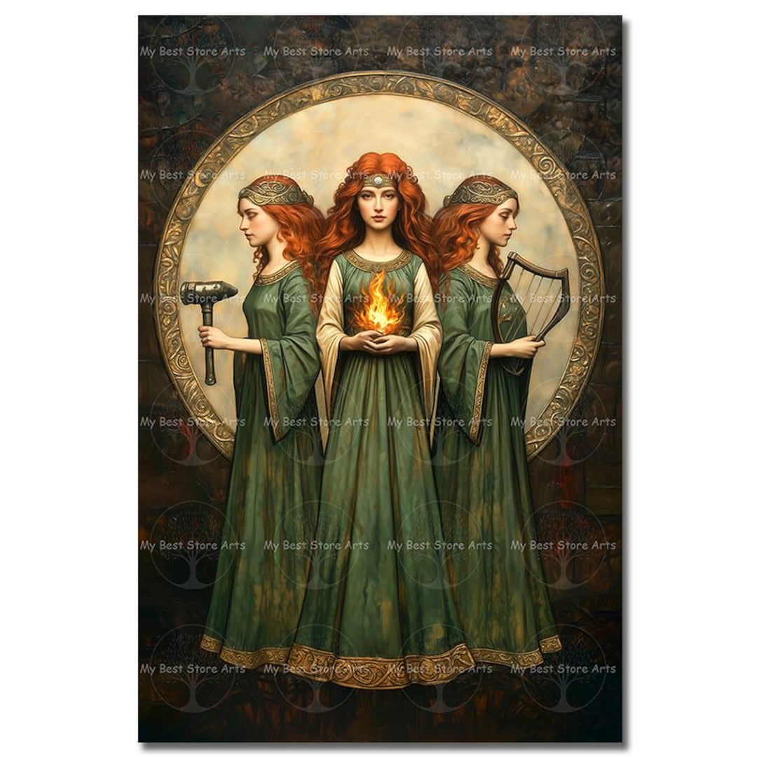 Triple Goddess Brigid Art Print - Celtic Pagan Poster, Witchy Wall ...