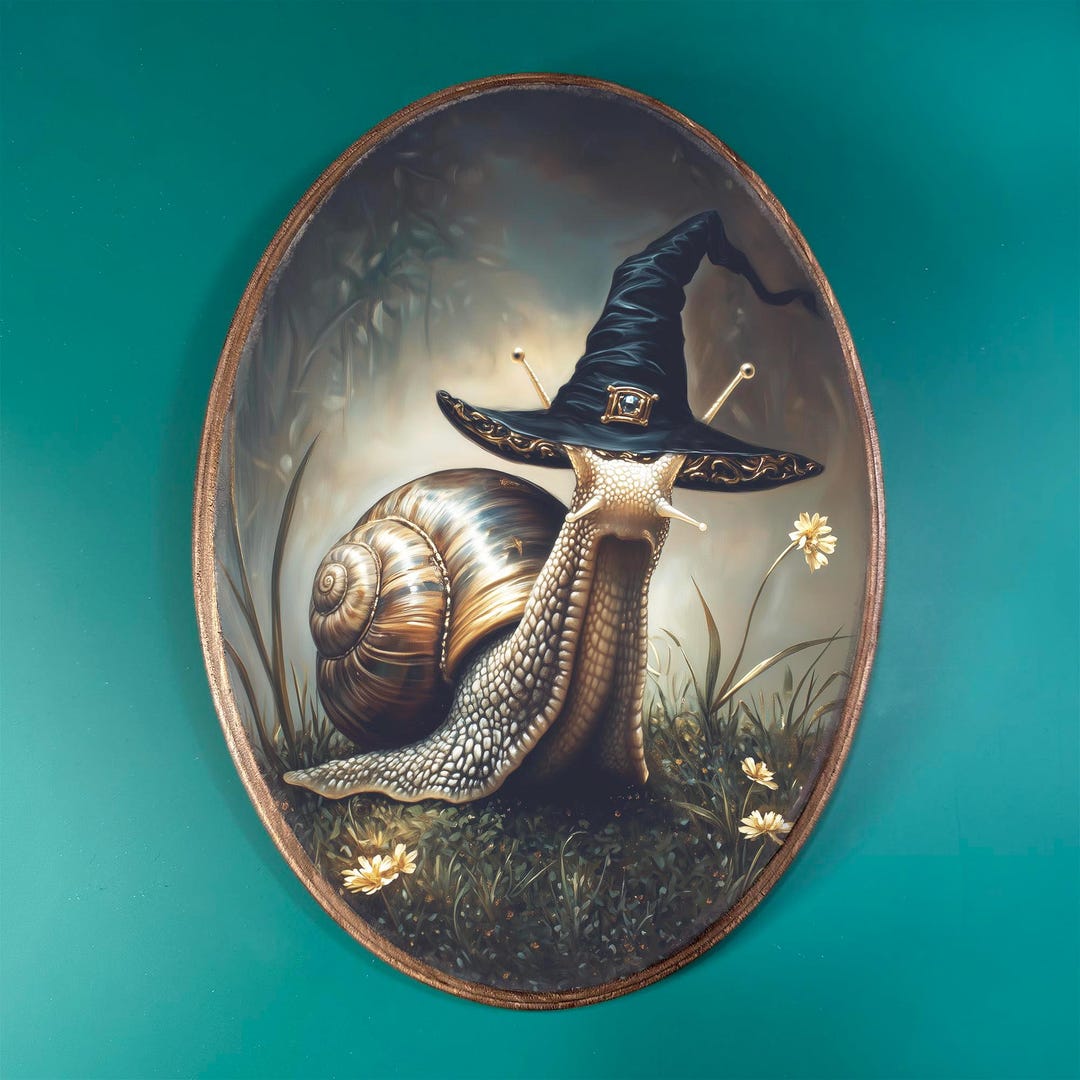 Snail Witch Wooden Decor- Fairytale Fantasy, Vintage Style Wood Plaque ...