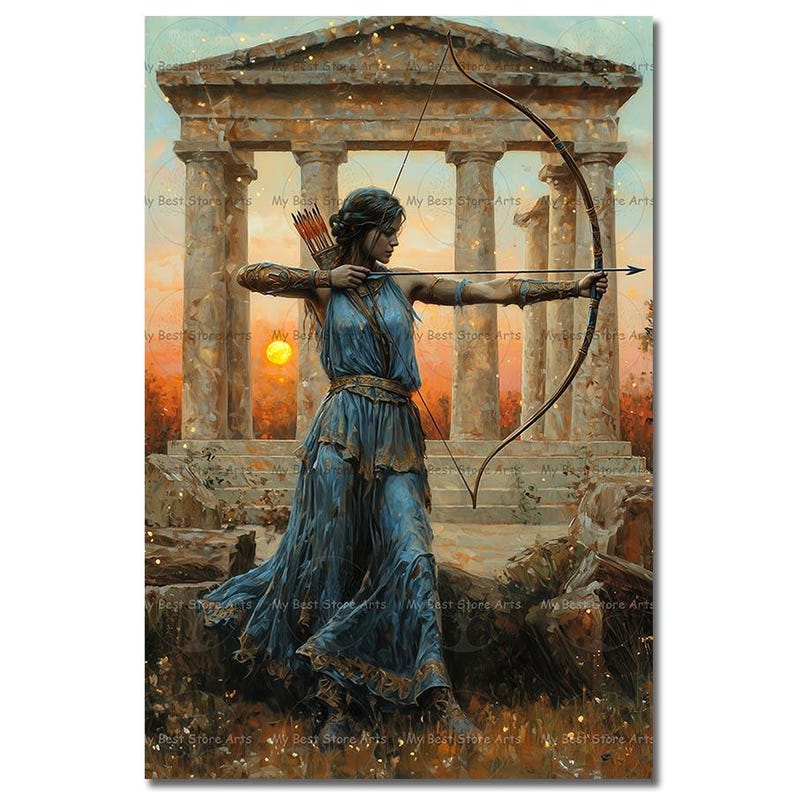 Artemis Archer Art Print | Greek Goddess of Hunting & Moon | Celestial ...
