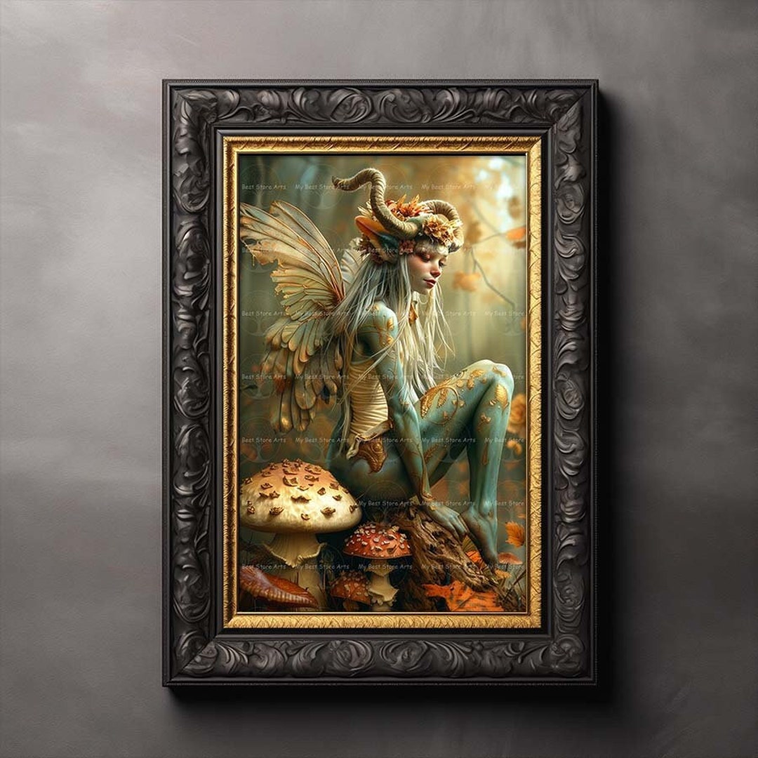 Whimsical Fae Art Print - Fantasy Cottagecore Picture, Mushroom Fairy ...
