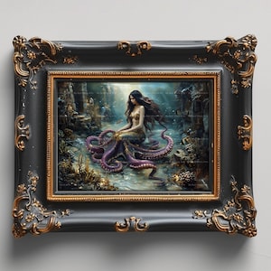 Octopus Mermaid Art Print Sea Siren Poster, Underwater Fantasy Decor ...