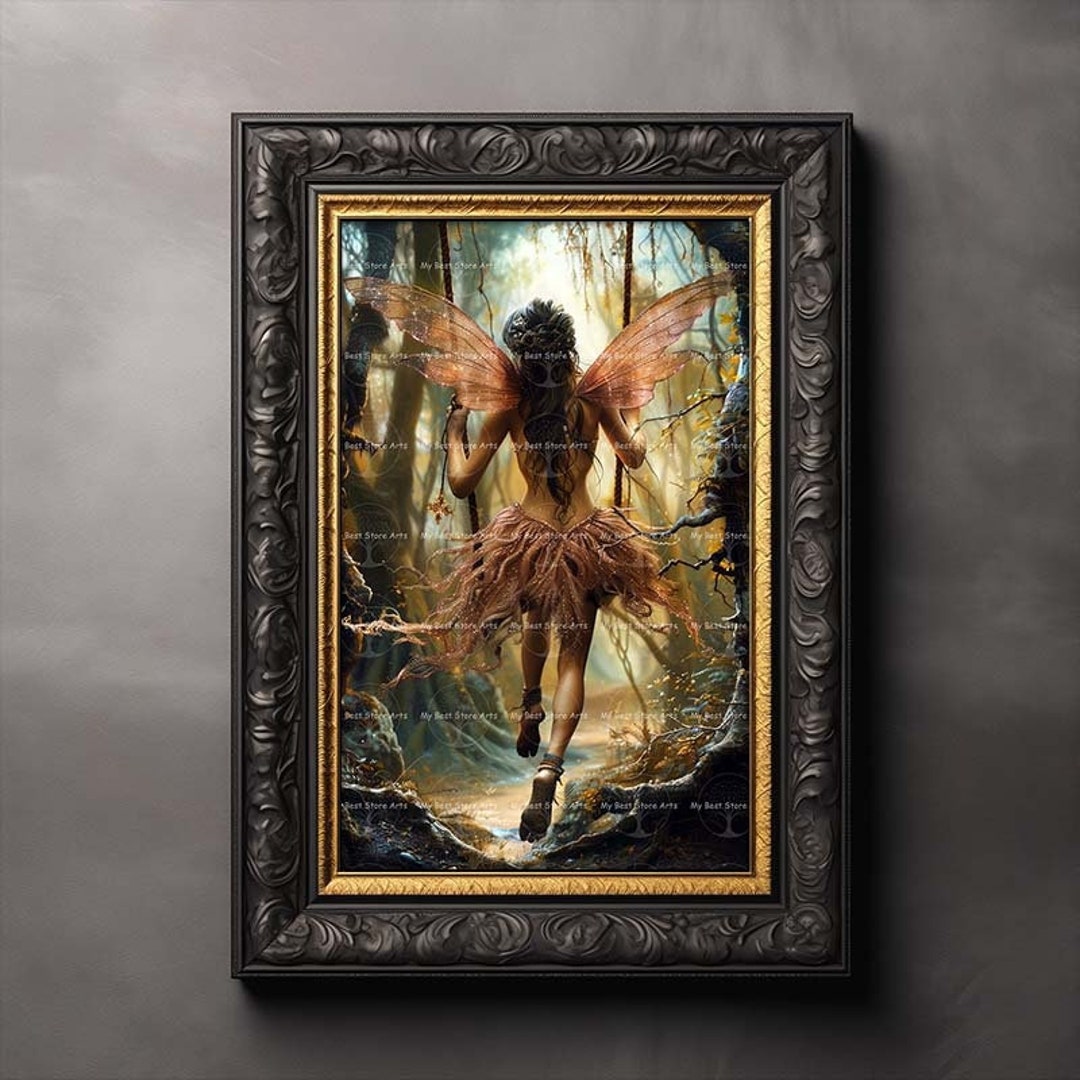 Pink Fairy on Swing Art Print Fantasy Cottagecore Picture, Fae Poster ...