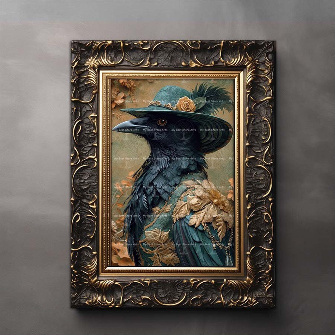 Elegant Crow Fine Art Print Witchy Animal Wall Decor, Dark Gothic Bird ...