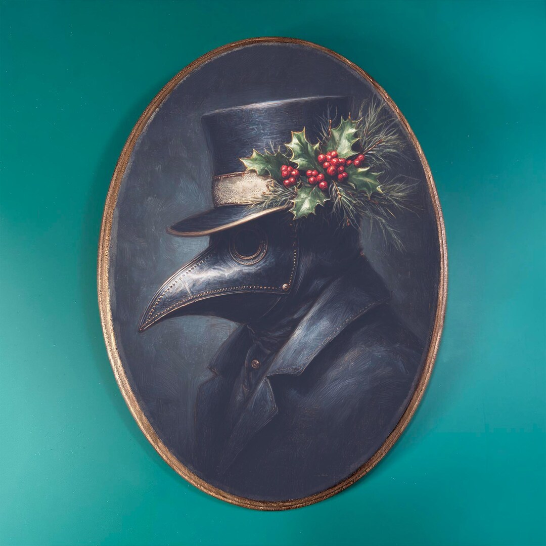 Christmas Plague Doctor Wooden Decor- Vintage Style Wood Plaque, Dark ...