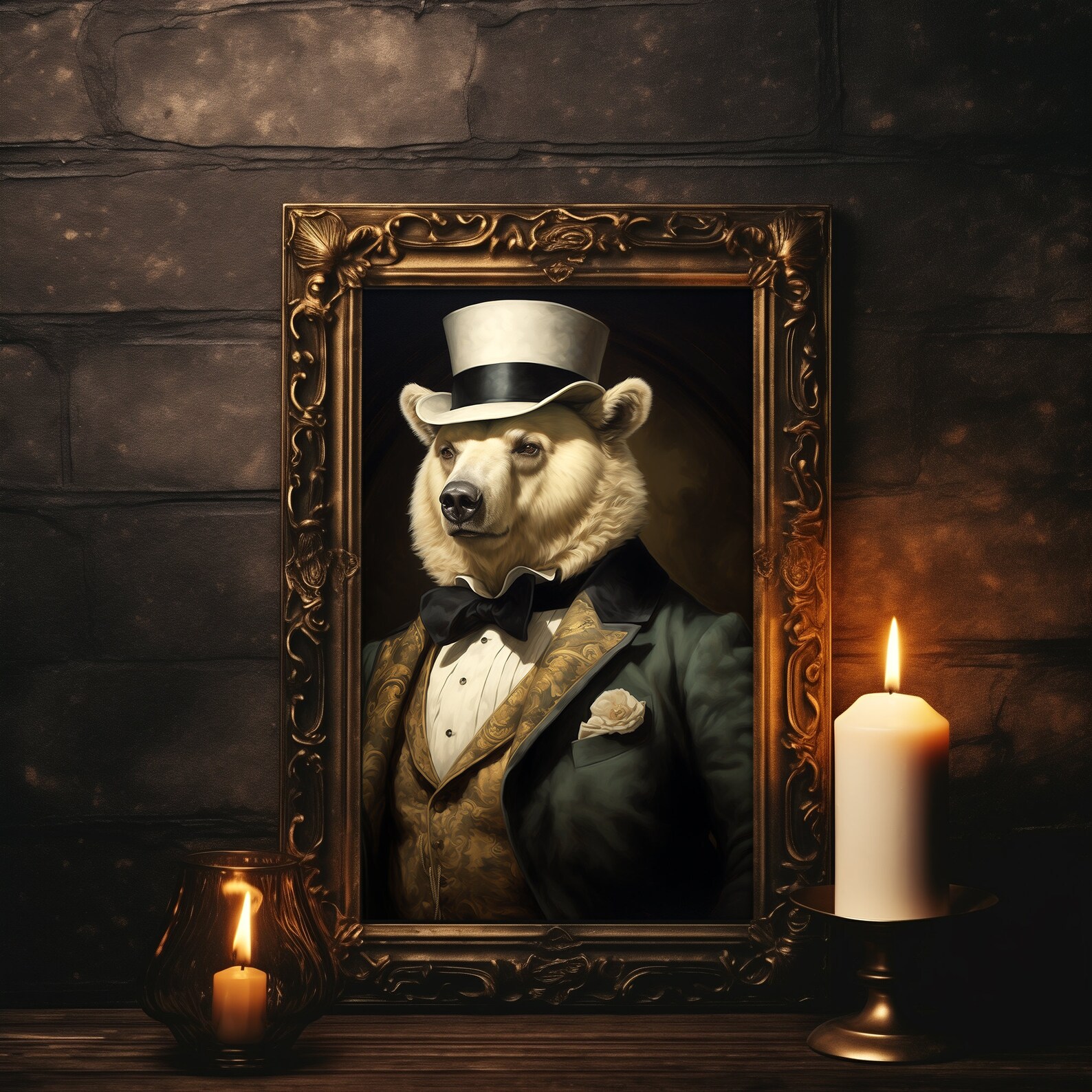 Polar Bear Fine Art Print, Victorian Bear Wall Decor, Victorian Animal ...