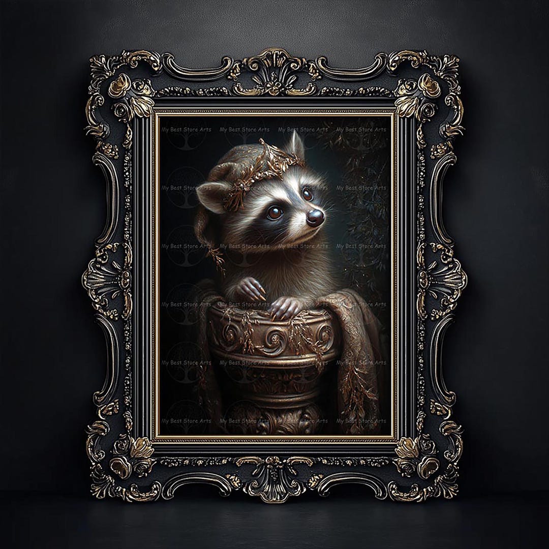 Gothic Raccoon Art Print - Fantasy Wall Decor, Moody Poster, Witchy ...