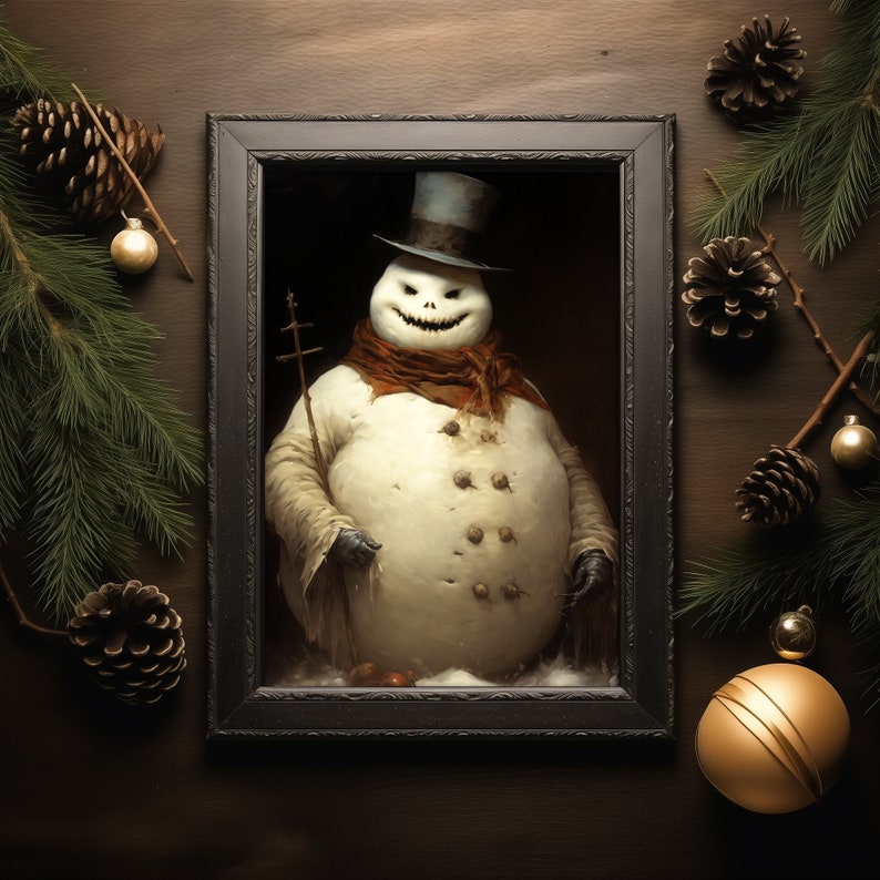 Dark Snowman, Gothic Christmas Decorations, Dark Academia Christmas ...