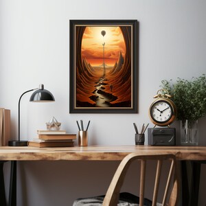 Sky Ladder Art Print Surreal Fantasy Poster, Desert Canyon Wall Decor ...