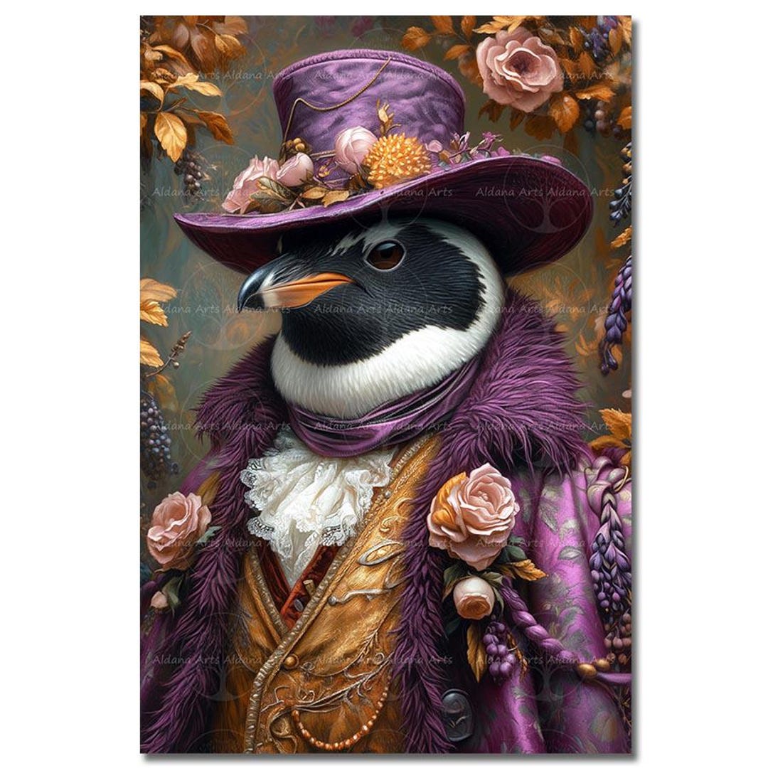 Fancy Penguin Art Print - Fantasy Animal Wall Decor, Bird Poster, Funny ...