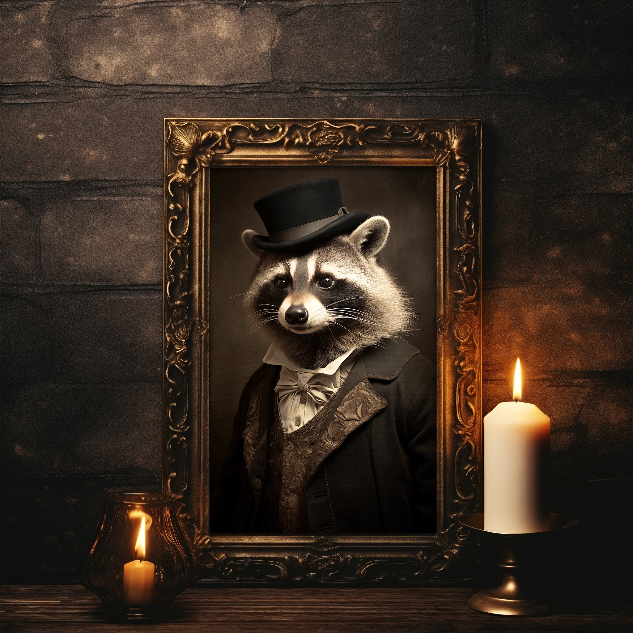 Raccoon Fine Art Print, Victorian Dressed Raccoon Wall Decor, Woodland ...