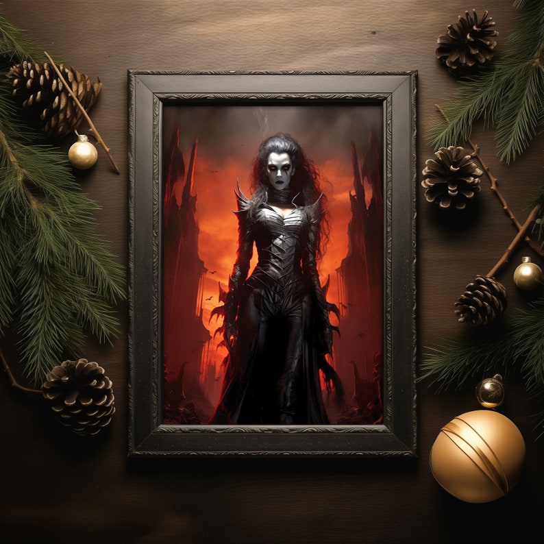 Dark Vampire Lady Art Print Fantasy Picture, Gothic Horror Wall Decor ...