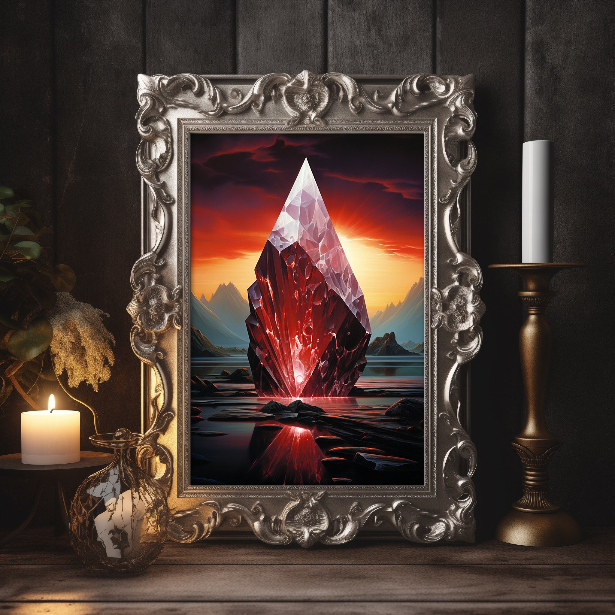 Crystal Surreal Fantasy Dark Academia Fine Art Print 8.5x11 13x19 Home ...