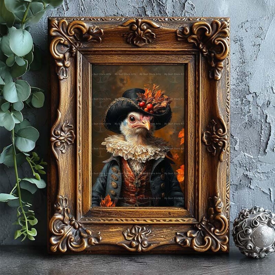 Victorian Turkey Art Print - Cute Whimsical Animal Decor, Funny Gothic ...