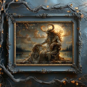 Mystical Faun Art Print - Moody Fantasy Picture, Witchy Satyr ...