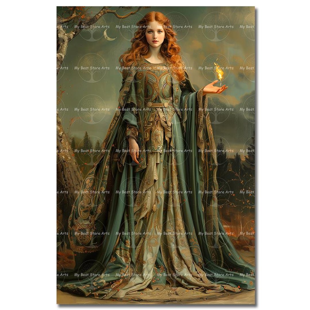 Magical Brigid Goddess Art Print - Folklore Wall Decor, Celtic Pagan ...