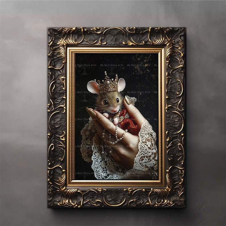 Holding Royal Mouse Art Print - Fantasy Victorian Hand Picture, Cute ...