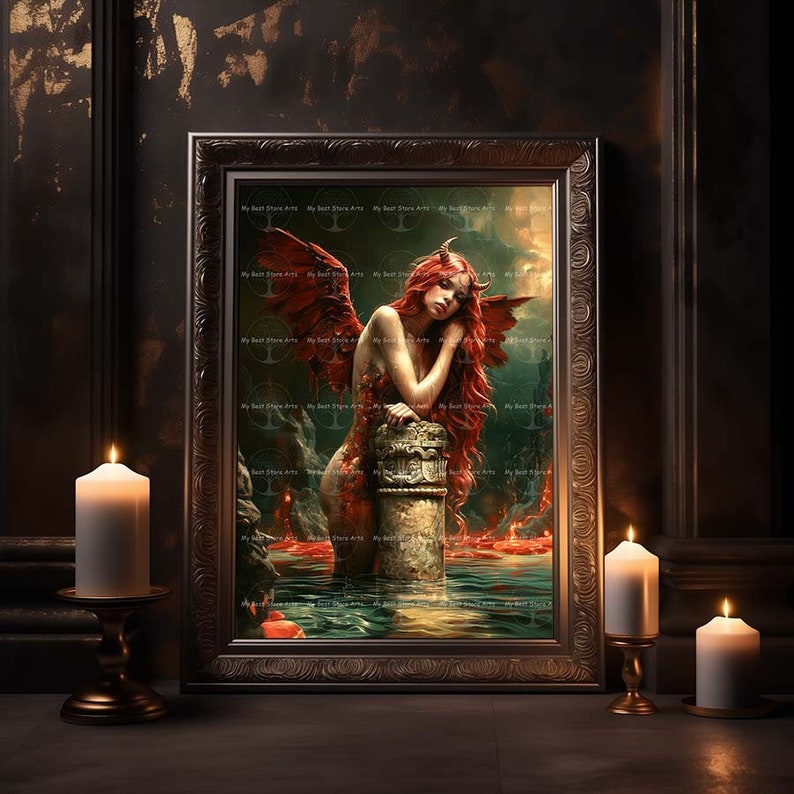 Red Wings Art Print - Dark Academia Poster, Underworld Goddess Decor ...
