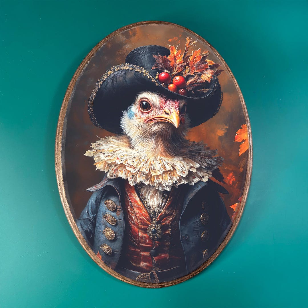 Victorian Turkey Wooden Decor - Thanksgiving Vintage-style Wood Plaque ...