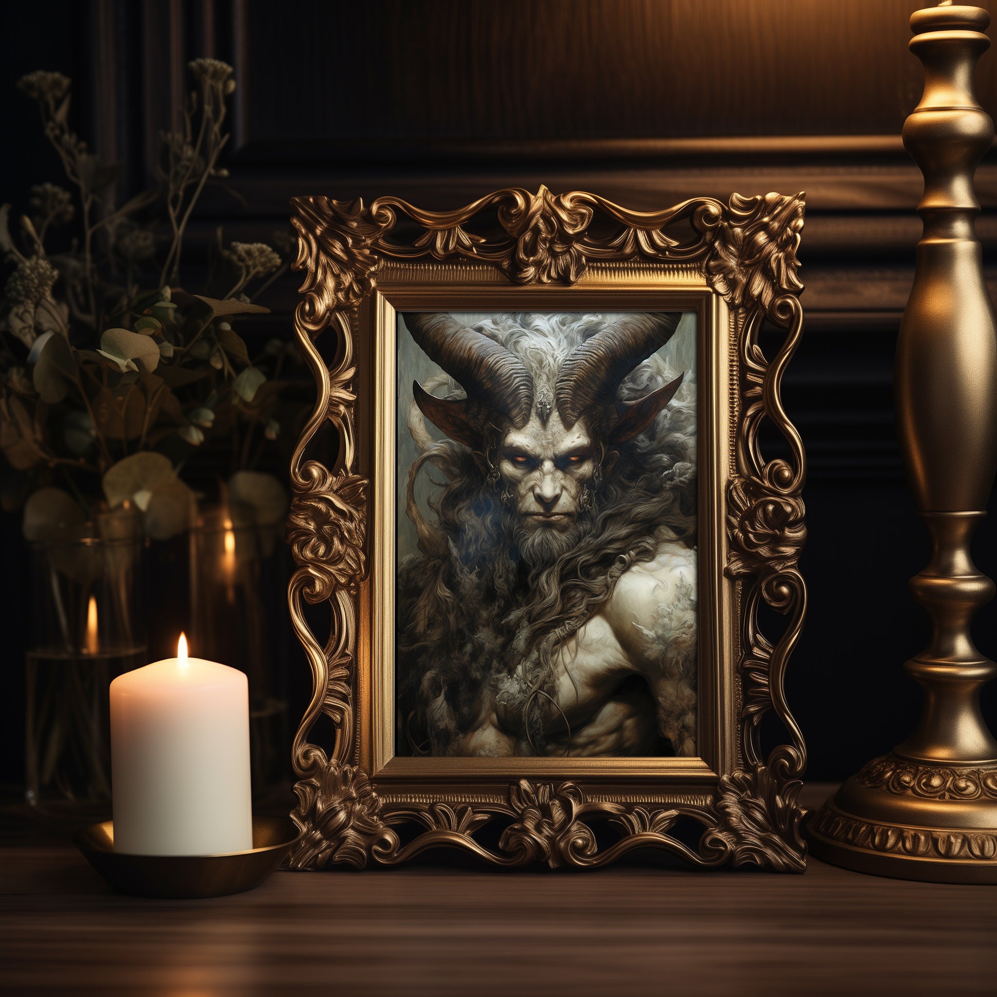 Forest Satyr Fantasy Art Print, Dark Academia Faun Poster, Greek ...