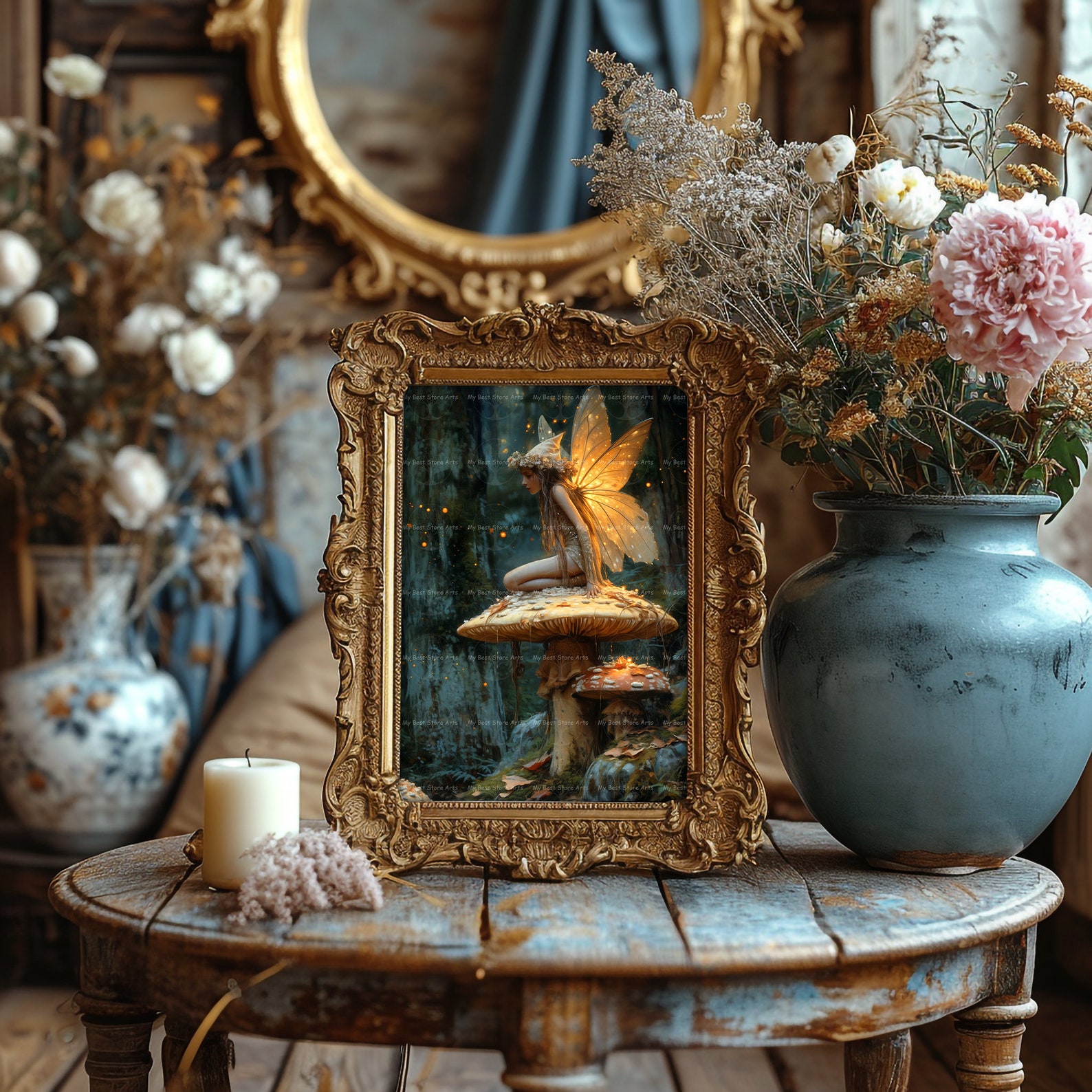 Magical Fairy Art Print Fantasy Cottagecore Picture, Midnight Fae ...