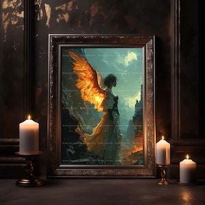 Wings of Fire Art Print - Fantasy Poster, Dreamcore Angel, Gothic ...