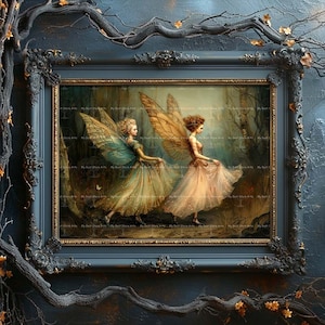 Whimsical Fairies Art Print - Fantasy Picture, Gothic Fae Poster, Cute ...
