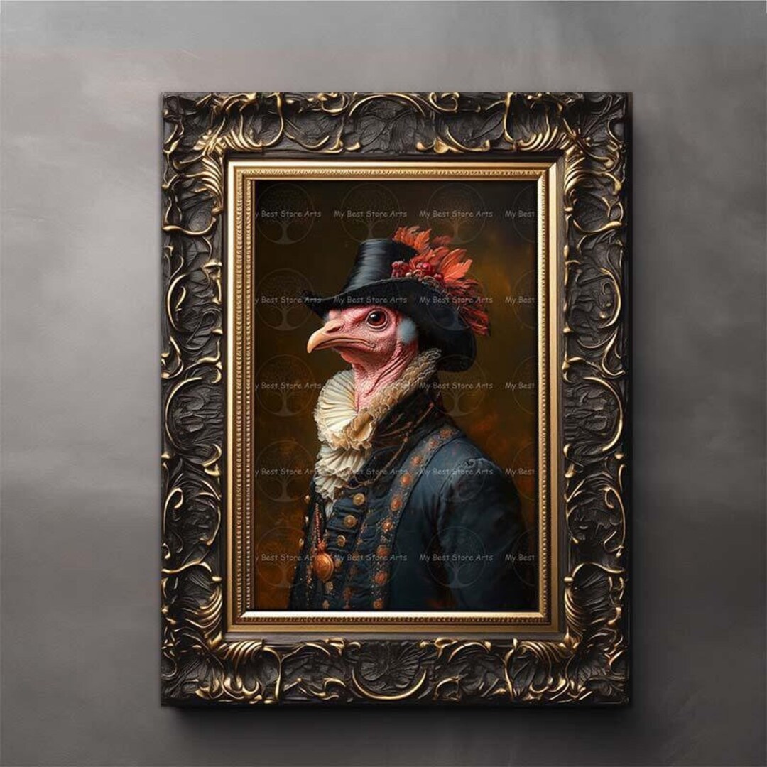 Victorian Turkey Art Print - Cute Animal Decor, Funny Picture, Bird ...
