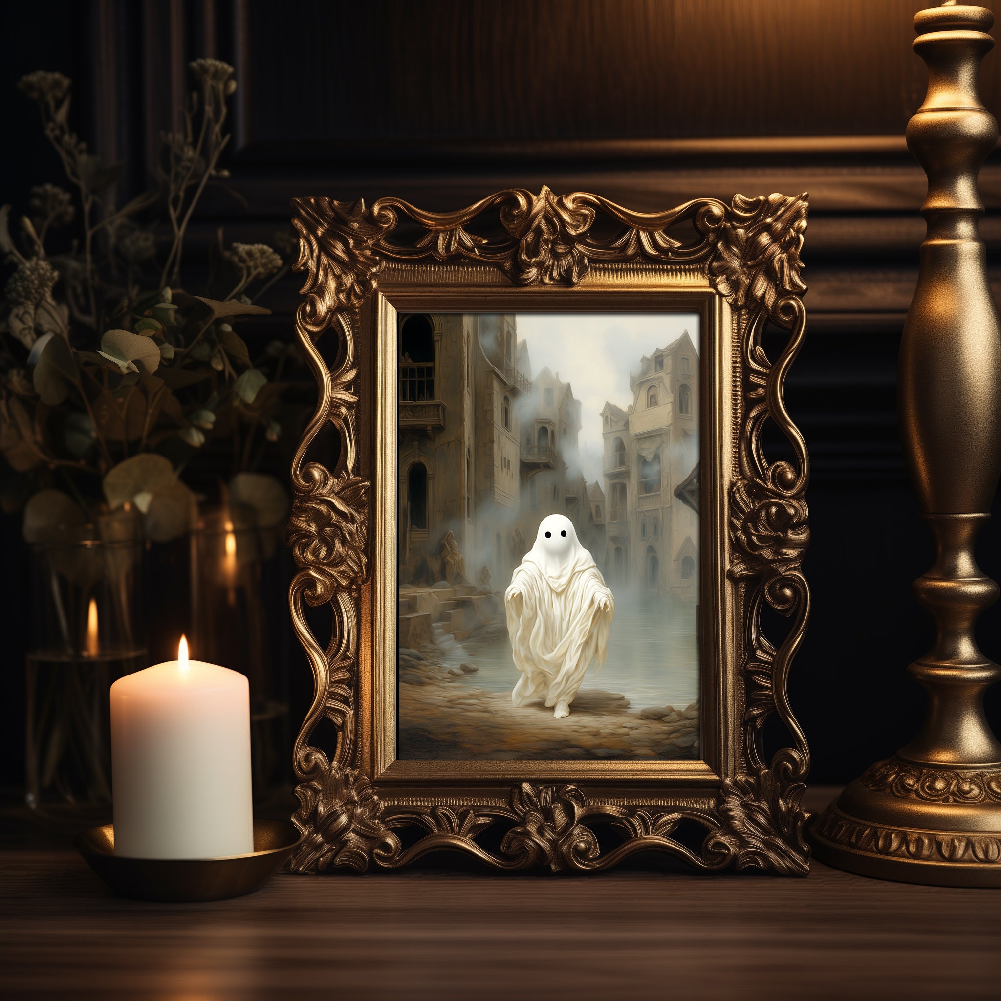 Cute Ghost Art Ghost Print Dark Academia Spirit Ghost Fine Art Print ...