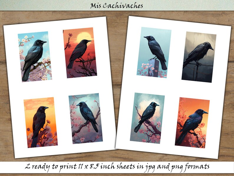 Crow Cards Junk Journal Digital Download Printable Cards - Etsy