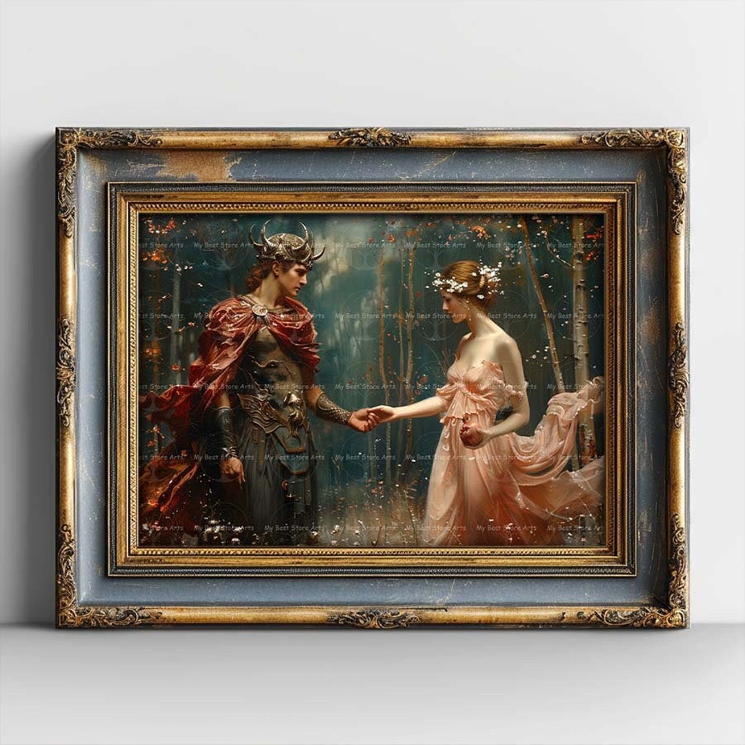 Persephone, Hades, and the Pomegranate Art Print - Dark Academia Poster ...