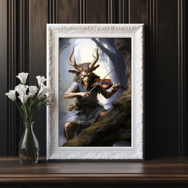 Satyr Playing Violin Fine Art Print Greek God Pan, Forest Faun Decor ...