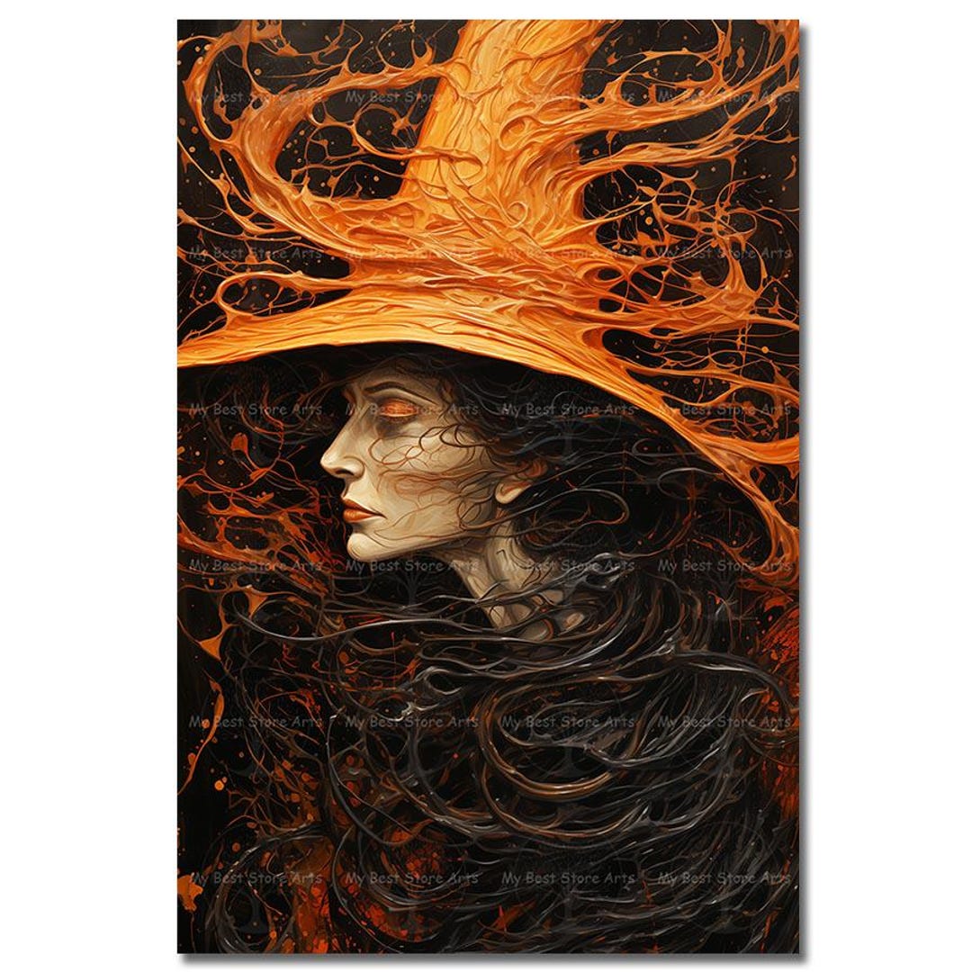Surreal Witch Art Print - Abstract Witchy Wall Decor, Fantasy Gothic ...