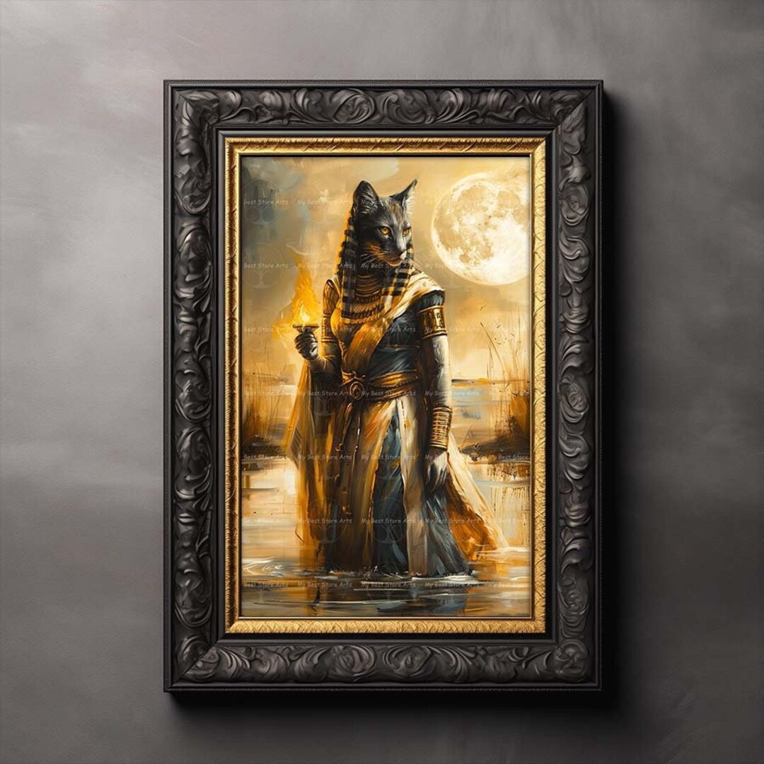 Bastet Cat Goddess Art Print - Gothic Picture, Egyptian Mythology Wall ...