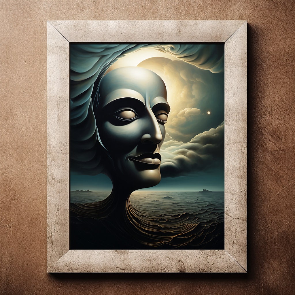 Celestial Moon Fin Print, Dark Academia, Moon Poster, Gothic Moon ...