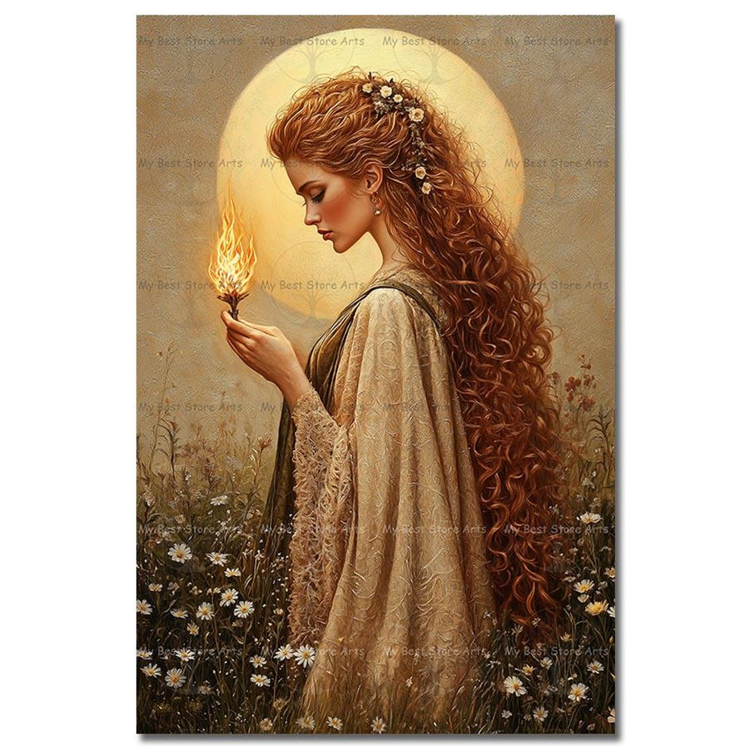 Mystical Brigid Art Print - Deity Wall Decor, Witchy Celtic Pagan ...